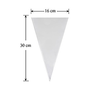 GOETOR Cone Bag 200 PCS Clear Cello Treat Bags 6.3 by 12.2 Inch Gift Wrap Cellophane Bags Triangle Goody Bags with Twist Ties for Favor Christmas Popcorn Candies Handmade Cookies