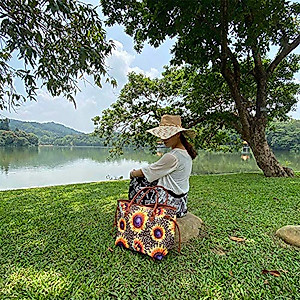 Oversized Tote Handbag Sunflower Purse with Inner Pockets Cheetah Printing Canvas Beach Bag for Women (X-large, leopard sunflower)