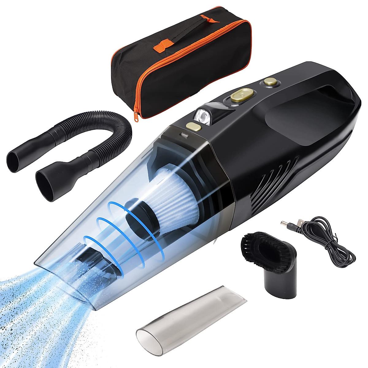 FARYODI Handheld Vacuum Cordless, 2022 8000Pa Powerful Hand Vacuum Cordless Rechargeable with LED Lighting, 2-3h Quick Charging, Wet & Dry Use, Portable Vacuum Cleaner for Pet Hair, Home, Car, Office