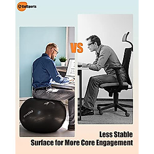 GalSports Yoga Ball Exercise Ball for Working Out, Anti-Burst and Slip Resistant Stability Ball, Swiss Ball for Physical Therapy, Balance Ball Chair, Home Gym Fitness