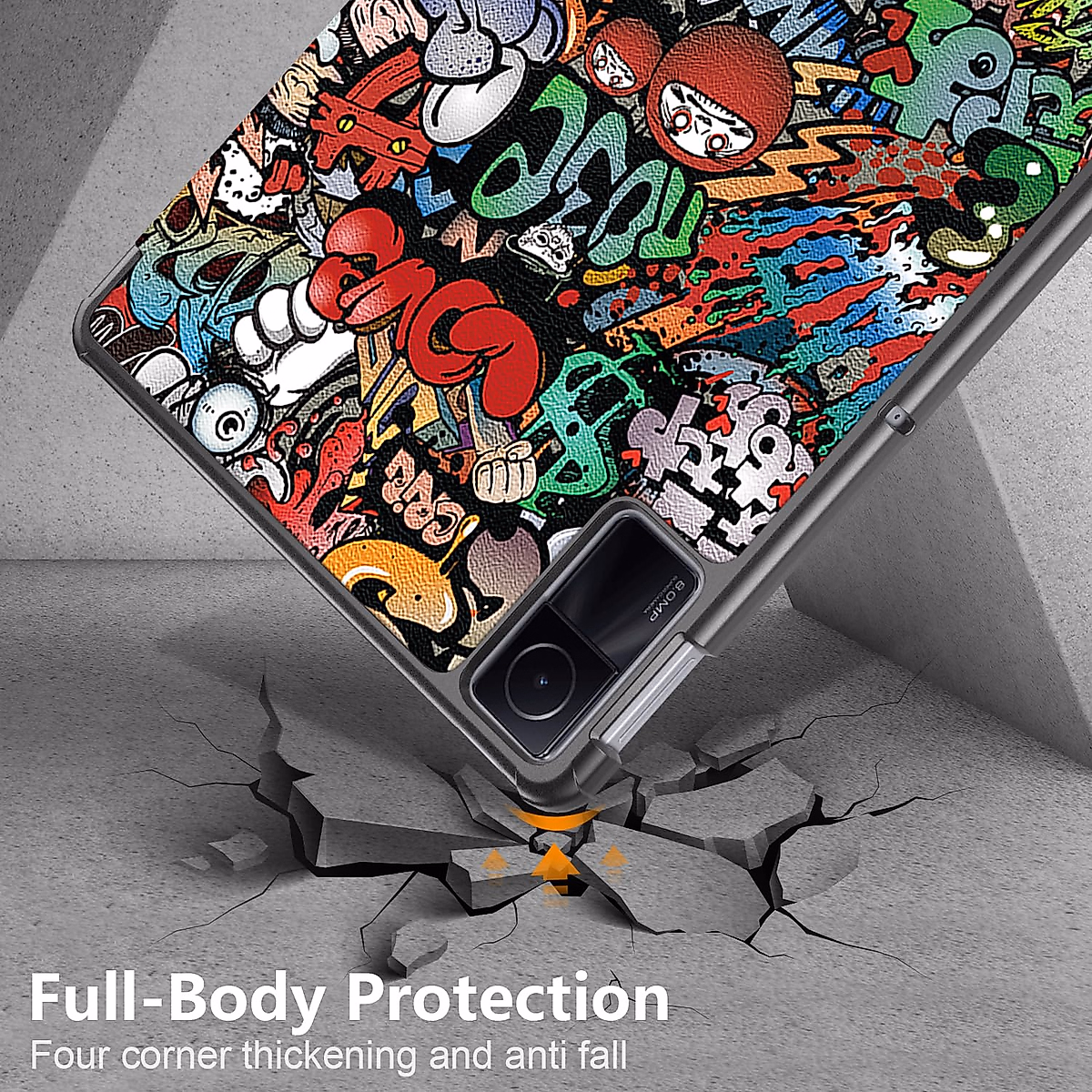 Xuanbeier Case for Xiaomi Redmi Pad SE 11 inch,Slim Stand Hard Back Shell Protective Smart Cover for Redmi Pad SE 11 2023 Case with Auto Wake/Sleep Function,Graffiti