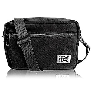 RMMOORORO Water Resistant Messenger Bag With Detachable Strap Crossbody Sling Purse Multi Pockets for hiking travel sports Black