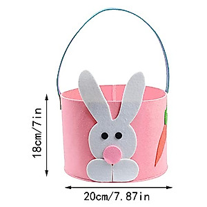 Easter Baskets for Kids Empty Felt Bunny Basket Easter Bunny Ears Bags with Rabbit Ears Easter Egg Hunting Tote Bag Easter Rabbit Gift Storage Bucket Toys Easter Decor Eggs Candy Gifts Storage (A)
