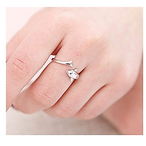 925 Sterling Silver Cute Dolphin Adjustable Rings for Women Girls Teen Dainty Small Tiny Tail Fish Wrap Statement Stacking Toe Finger Open Band Ring Dainty Jewelry Birthday Gift (silver)