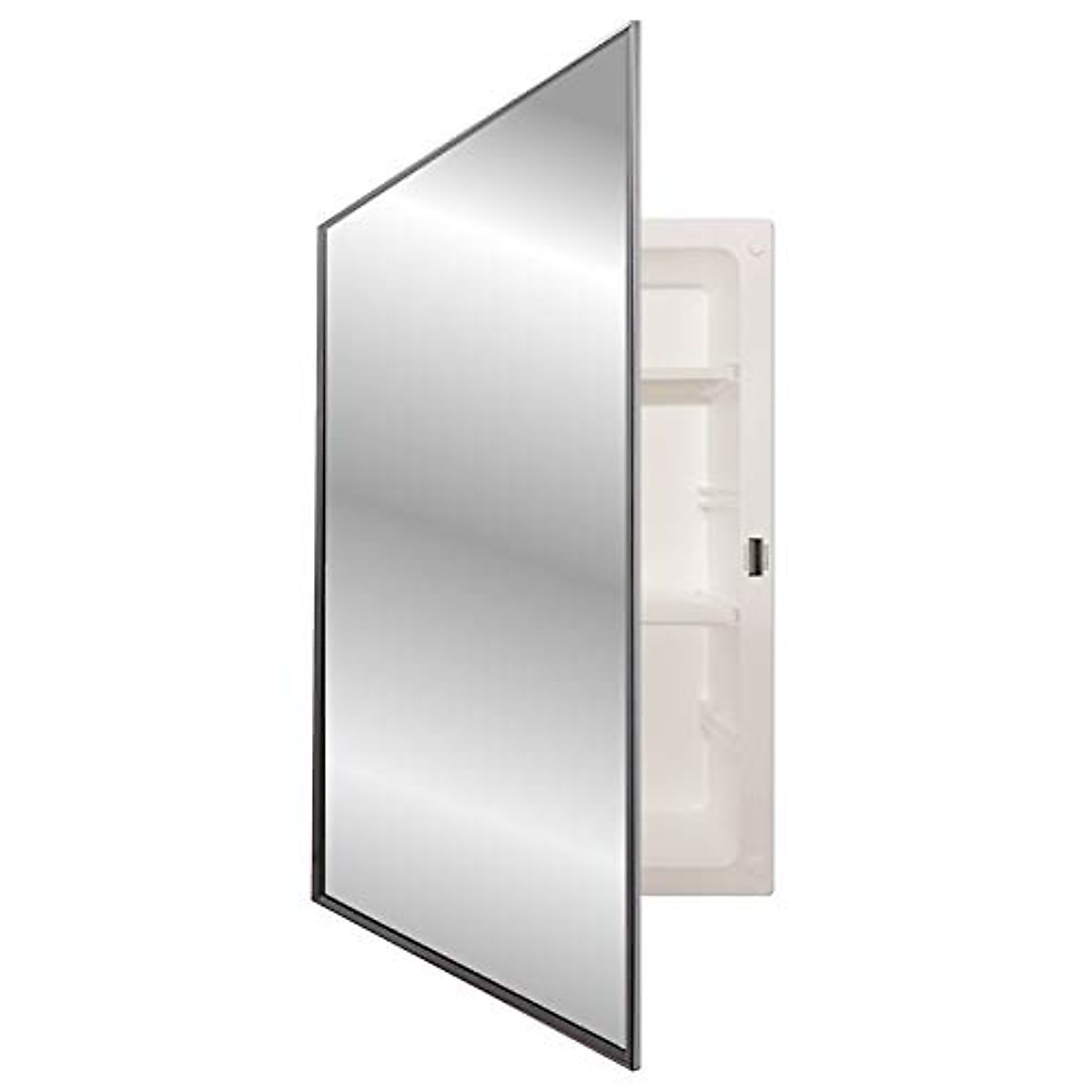 Mirrors and More 16" x 22" Medicine Cabinets for Bathroom with Mirror - Bright Steel Framed, Recessed, Modern Home Décor, Bright Steel, Adjustable Shelves