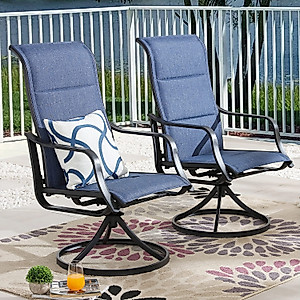 PatioFestival Patio Dining Chairs 2 Pieces Textilene Outdoor High Back Swivel Rockers Set with All Weather Frame (Blue)
