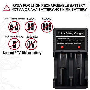 26650 Battery Charger 2-Bay Fast Charging for 18650 26650 14500 3.7 4.2V Rechargeable Lithium Batteries - Not Battery