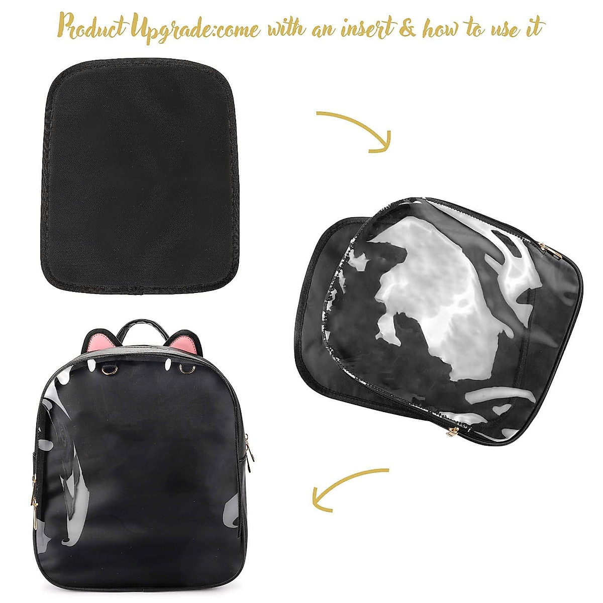 STEAMEDBUN Ita Bag Backpack with Insert Cat ears Pin Display Backpack Collector Bag for Anime Cosplay