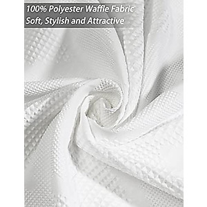 SUMGAR White Shower Curtain Waffle Weave Textured Soft Fabric Shower Curtains for Bathroom,Herringbone Jacquard Chevron Zig Zag Modern Boho Waterproof Shower Curtain Set with Hooks, 72" x 72"