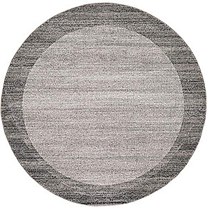 Unique Loom Del Mar Collection Area Rug-Transitional Inspired with Modern Contemporary Design, 6' 0 x 6' 0 Round, Light Gray/Beige