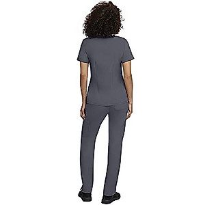 Scrubs for Women Sets 2 Pocket V-Neck Scrub Top with 5 Pocket Drawstring Scrubs Pant Women’s Scrubs Set 100200 (Size M, Color Pewter)