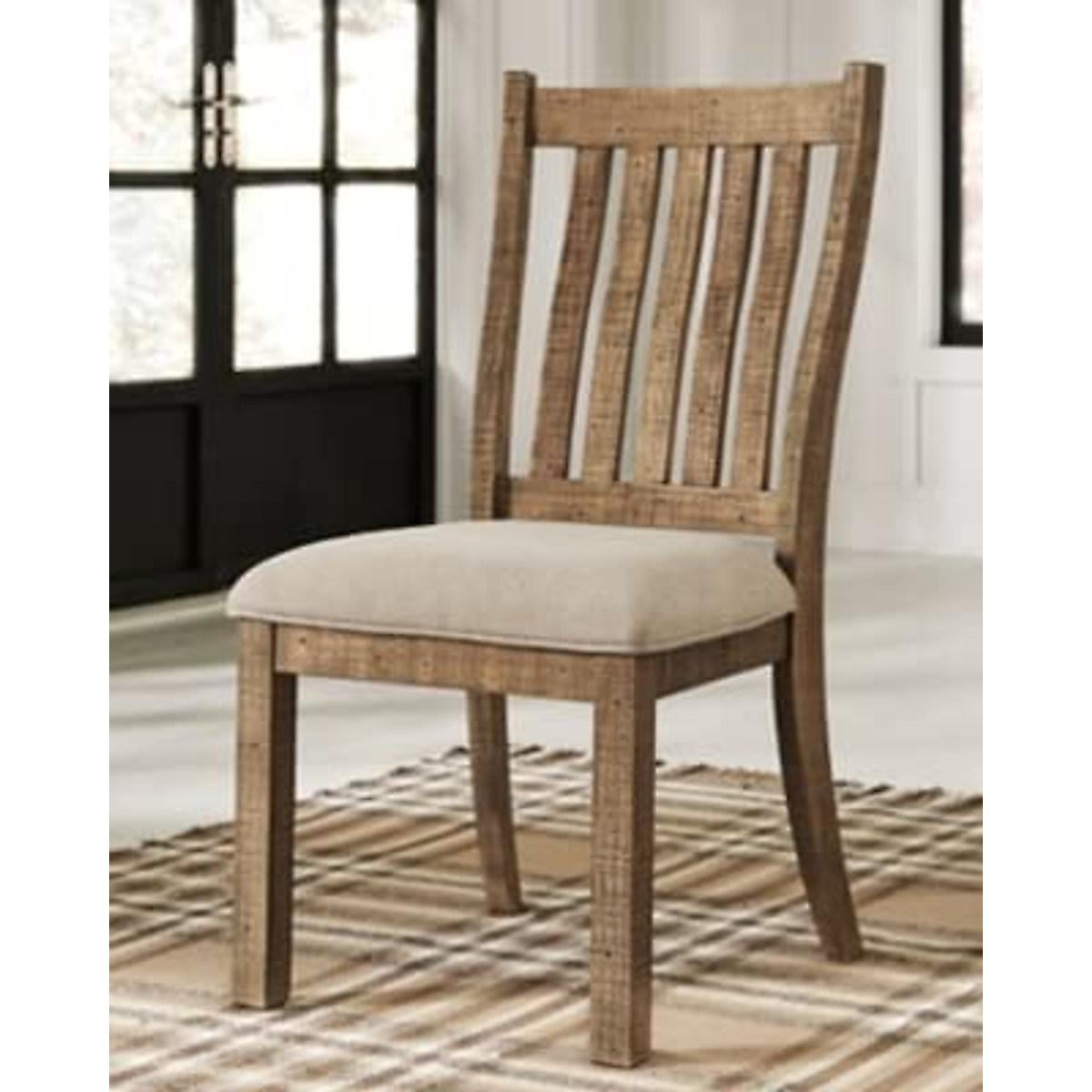 Signature Design by Ashley Grindleburg Farmhouse Upholstered Dining Room Chair, Light Brown