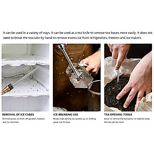 JINBAZO Ice Pick with Safety Cover, Pick Tool for Breaking Ice, Non-slip Antiskid Handle for Kitchen, Bars, Bartender, Camping (Bronze)