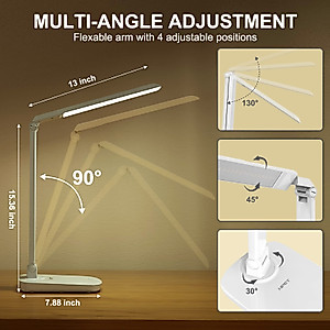NPET Led Desk Lamp, Eye-Caring LED Lamp with Stepless Brightness,Touch Control,Adjustable Arm,Desk Light for Home,Office,Study,Reading,Dorm Essentials