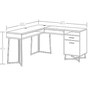 Sauder Canton Lane Engineered Wood and Metal L-Desk in Brew Oak