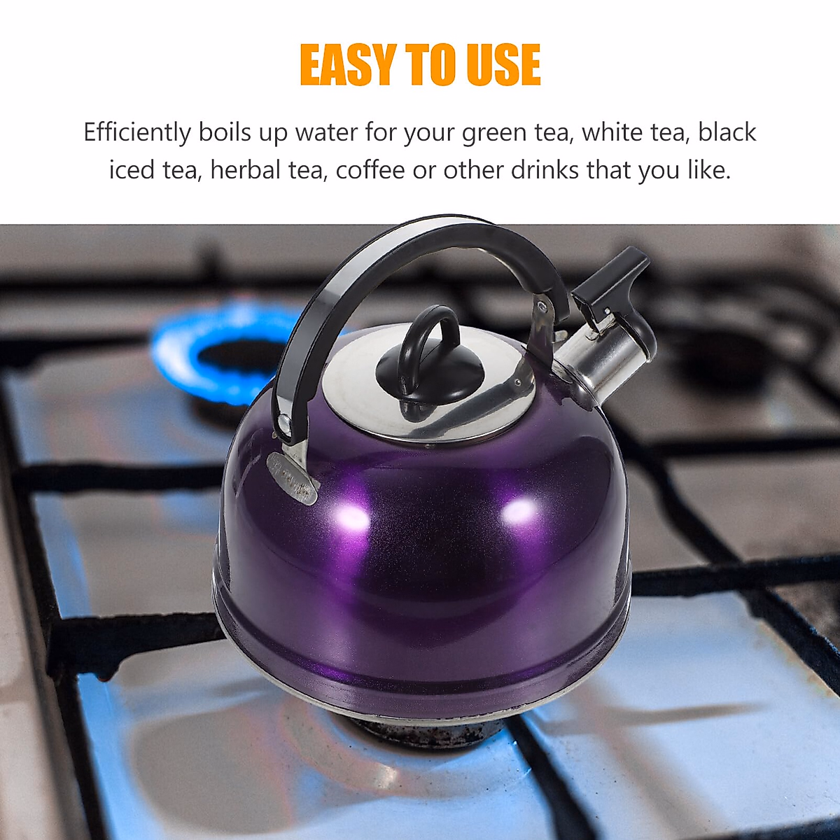 Luxshiny Stainless Steel Spherical Kettle Kettle Large Capacity Flat Bottom Kettle Chime Kettle Electric Water Heater Pink Tea Kettle Camping Kettle Whistling Pot Purple Coffee Boiler