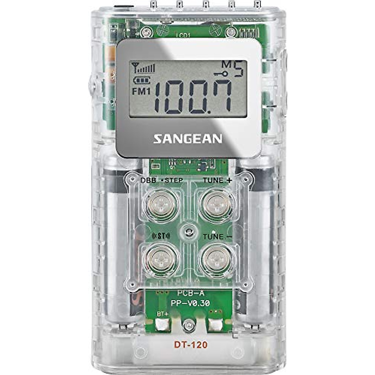 Sangean DT-120 Clear Pocket Am/FM Digital Radios (Clear), One Size