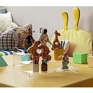 evron Pantry Organization and Storage Clear Acrylic Spice Rack Organizer for Cabinet & Countertop (ASSEMBLY REQUIRED) 3 Tier Organizer Versatile Tierd Shelf Organizer 10.5 in