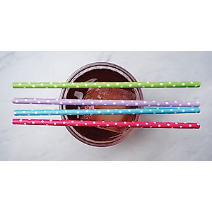RSVP International (PS-1000D) Dotted Paper Straws, 100 Count | Each Straw 7.34" Long | Lovely Design & Biodegradable | For Hot & Cold Beverages | For Parties, Events & More