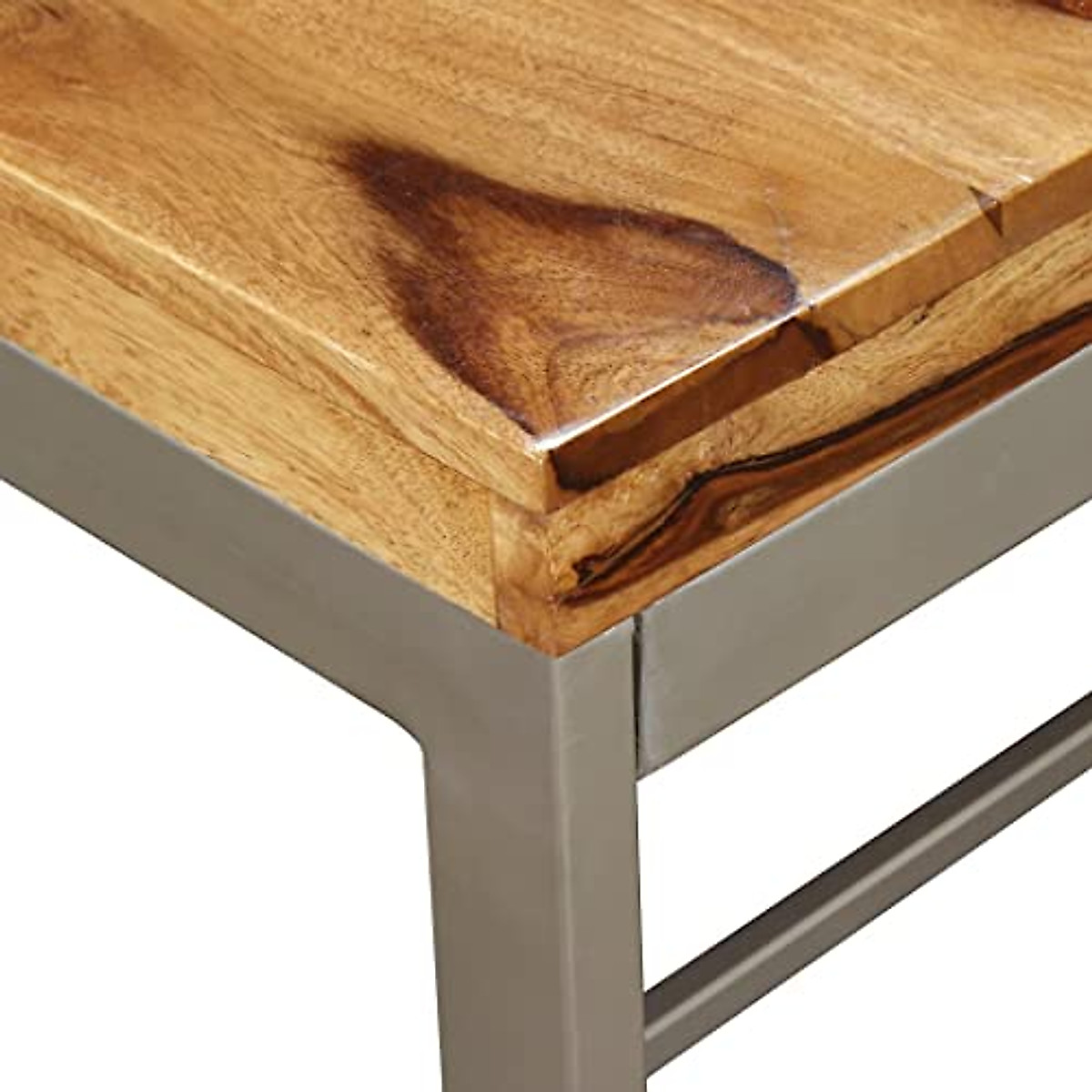 YPWRENH Decorative Tables Kitchen Tables Dining Table Solid Sheesham Wood and Steel 70.9" for Dining Room, Kitchen or Living Room