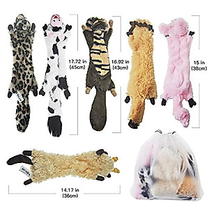 SHARLOVY Dog Squeaky Toys No Stuffing, 6 Pack Dog Toys Crinkle Dog Toys for Small Dogs Durable Dog Chew Toys Plush Cute Animals Natural Puppy Toys for Teething Pet Toys Squeak