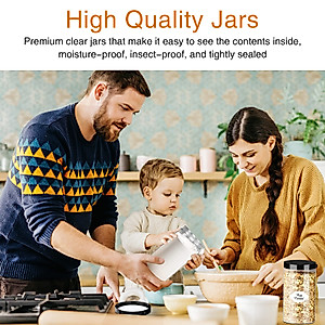 PeacePeo Plastic Jars with Lids, 16Pcs 32OZ Large Plastic Storage Jars with Black Leakproof Lids Cylinder Plastic Jars Container Reusable Clear Empty Jars for Home and Kitchen Organizing