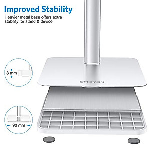 Cell Phone Stand, OMOTON Adjustable Angle Height Desk Phone Dock Holder for iPhone SE 2/11 / 11 Pro/XS Max/XR, Samsung Galaxy S20 / S10 / S9 / S8 and Other Phones (3.5-7.0-Inch),Silver