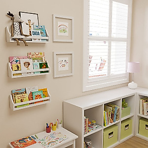 Nursery Décor Wall Shelves – 3 Set Shelf - Crown Molding Floating Bookshelves for Baby and Kids Room Book Organizer Storage Ledge, Display Holder for Toys, CDs, Baby Monitor, Frames