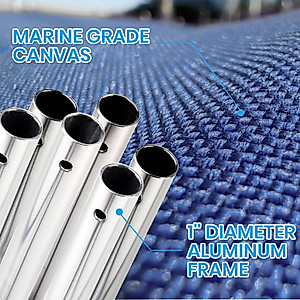 Naviskin Pacific Blue 4 Bow 8'L x 54" H x 91"-96" W Bimini Top Cover includes Mounting Hardwares,Storage Boot with 1 Inch Aluminum Frame