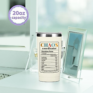 Chaos Coordinator Tumbler Thank You Gifts Water Bottle Double Wall Travel Coffee Mug Stainless Steel Vacuum Insulated Thermal Cup for Boss Lady Gifts Women Coworker Employee Mentor Birthday Christmas