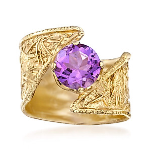 Ross-Simons 1.50 Carat Amethyst Bypass Ring in 18kt Gold Over Sterling. Size 8