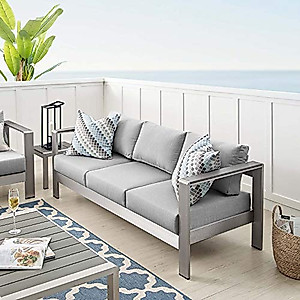 Modway Shore EEI-4228-SLV-GRYShore Sunbrella Patio Sofa in Silver Gray, 27.5 x 76.5 x 24.5