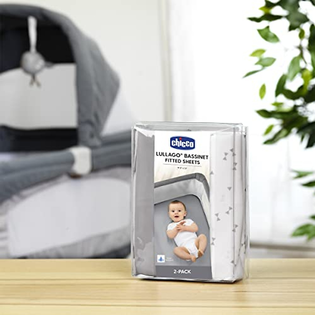 Chicco LullaGo Bassinet Sheets - Triangle 2 Pack, Grey (L-32" x W-19.5") 32x19.5 Inch