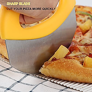 Suanyok Premium Pizza Cutter Food Chopper-Super Sharp Blade Stainless Steel Pizza Cutter Rocker Slicer with Protective Sheath Multi Function Pizza Knife Kitchen Tools,Dishwasher Safe