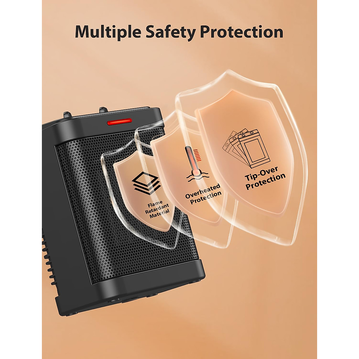 1000W/700W Space Heater, Small Ceramic Space Heater with Thermostat, Mini Portable Electric Heater with Fast Safety Heat, Multiple Protection for Home Office Desk