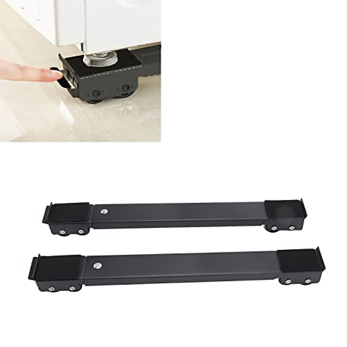 Heavy Duty Extensible Appliance Roller, 2 Sets Mobile Roller Bracket Furniture Raised Base Moving Wheels Washing Machine Base for Refrigerator Washing Machine(Black)