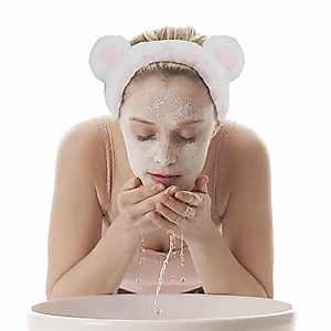 Hofar Bear Ears Fleece Hairband - Cartoon Creative Hair Accessory (Bear-White)