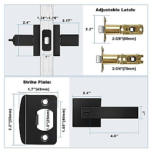 Onateel 6 Pack Modern Black Door Handles Privacy Door Levers Black Door Knobs Interior Heavy Duty Reversible Door Locks Keyless Square Interior Door Handle