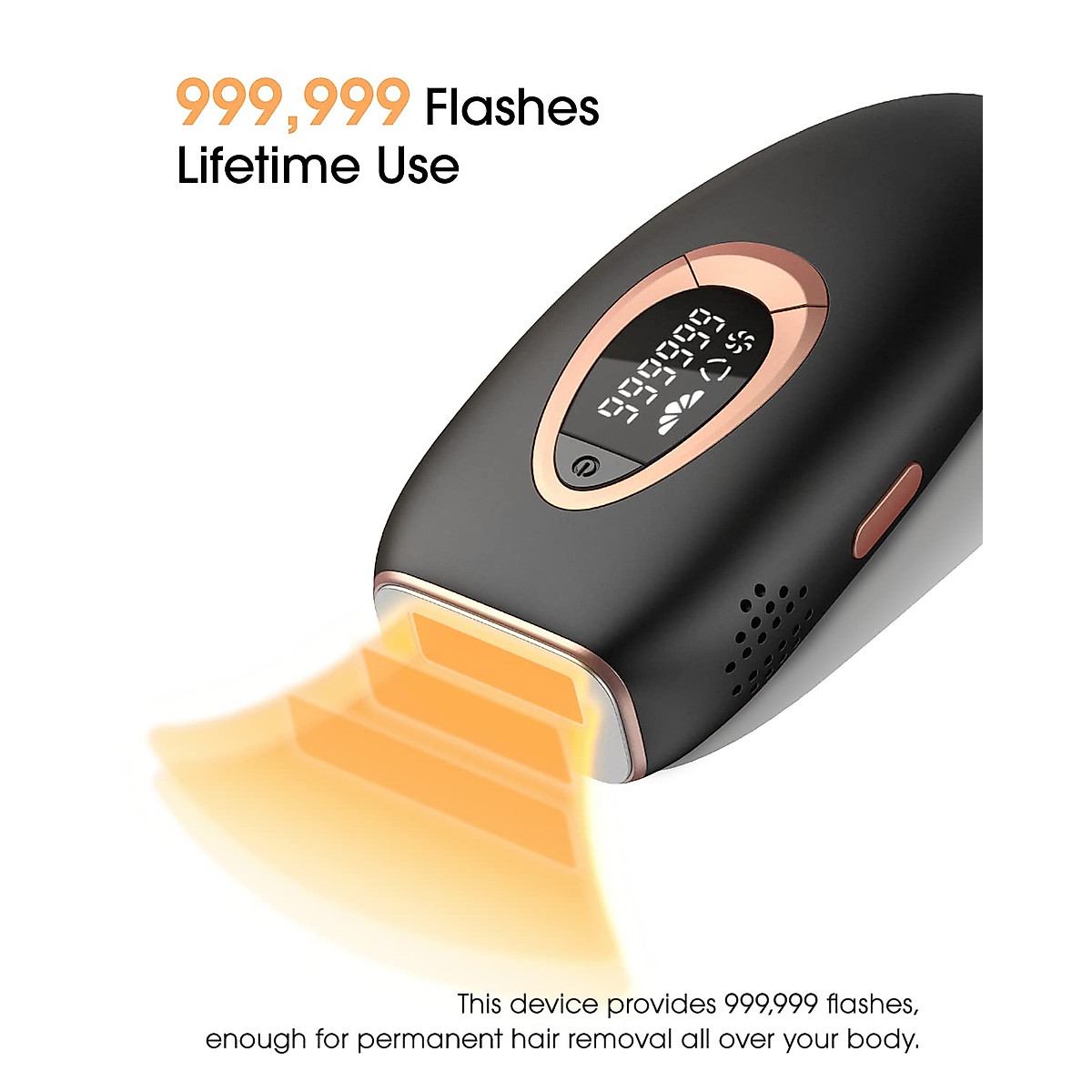 LZSTOP Hair Removal for Woman and Man,IPL Device, Permanent Painless Removal, Upgrade 999,999 Flashes Lifetime to Use, At-Home Use Facial ,Lips, Arms, Legs, Bikini, Back Black