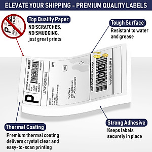 Dasher Products Shipping Labels Compatible with Dymo LabelWriter 4XL 1744907 4x6 Thermal Postage Labels, Water & Grease Resistant, Ultra Strong Adhesive, Perforated, BPA Free, 220 Labels/Roll (4 Pack)