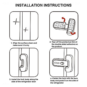 NiHome Child Proof Refrigerator Fridge Freezer Door Lock 2-Pack for Kids Safety, Child Proof Doorknob for Max 1" (25mm) Sealing Strip for Toddlers and Kids, No Tools or Drilling Need (Grey)