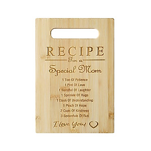 Mother's Day Recipe Mothers Gift Special Love Heart Mom Birthday Bamboo Cutting Board Gifts(MOM-1)