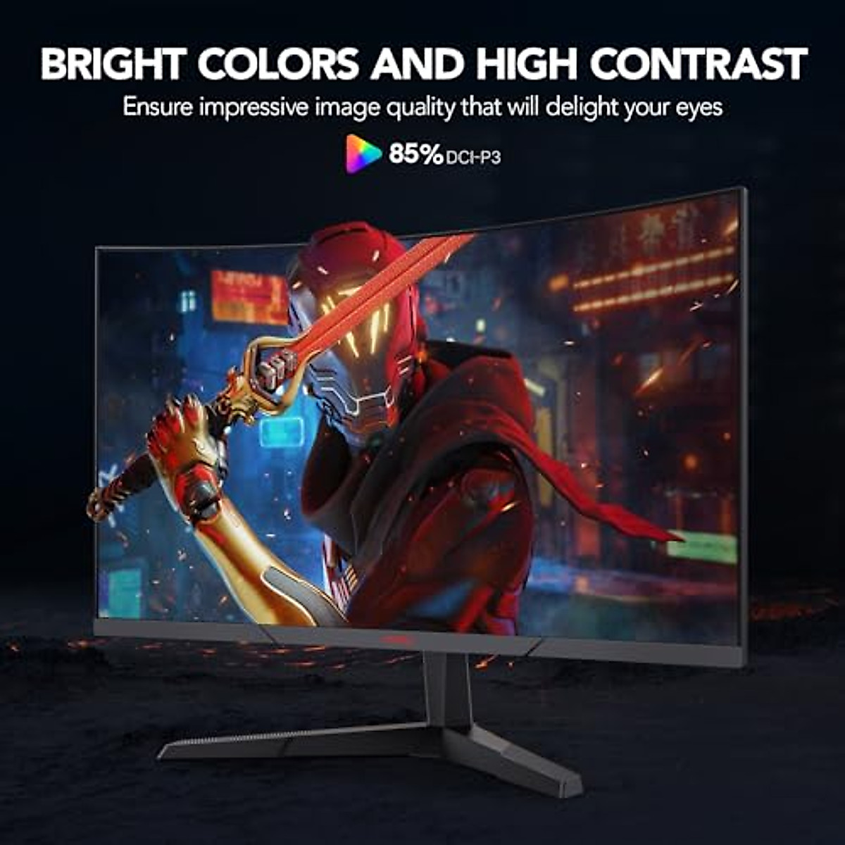 KOORUI Gaming Monitor, QHD 2560P Computer Monitor, 144Hz 27 Inch Monitor (1ms, 1800R Curved VA Panel, DP1.2+HDMI*2, AdaptiveSync, Narrow Bezel with Ultra-Thin), Tilt Adjustable,Eye Care