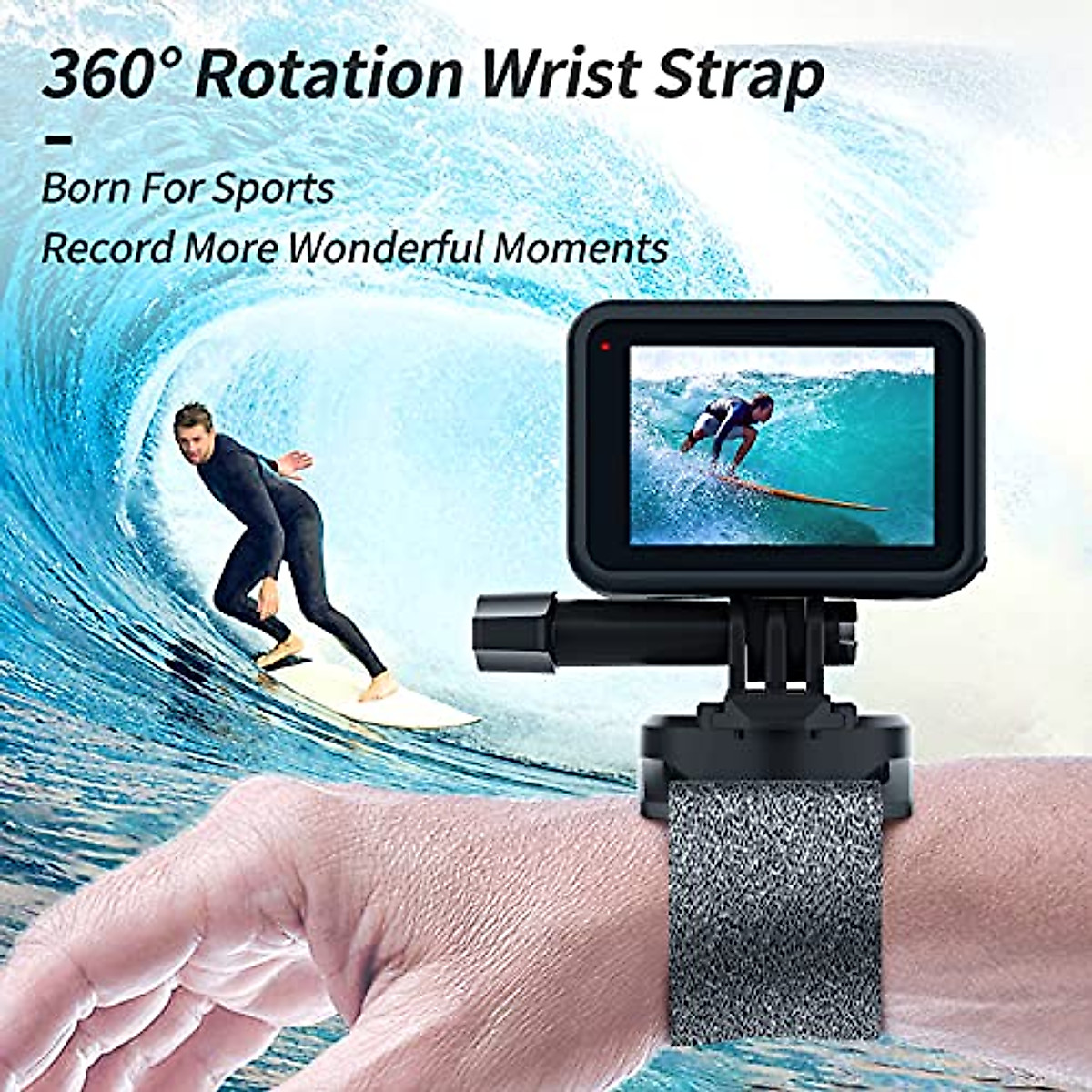 TELESIN Upgraded Wrist Strap, 360 Rotation Arm Plam Ankle Mount Band Holder Cycling Mount for GoPro Max Hero 11 10 9 8 7 6 5 Insta360 One R X2 Go2 DJI Osmo Action 2 Camera Accessories