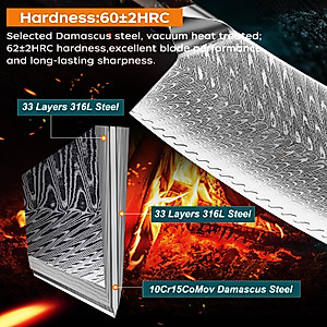 FINDKING Nebula Series Cleaver Knife, Multipurpose Chinese Chef Knife, 10Cr15CoMov Damascus Steel Blade, Resin and Figured Sycamore Handle, Full Tang, 7 Inch, Blue, for Meat, Vegetable Shredding