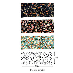 SWEETKIE Twist Front Headbands - Cute Head Wraps Perfect for Yoga, Workouts, Daywear, Happy Hour - Fashion Accessory for Women, Girls, Teens - 4 Floral Patterns