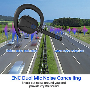 Ralyin Bluetooth Earpiece, Bluetooth Headphones with Daul Mic Noise Cancellation, 24 Hrs Driving Headset 60 Days Standby Time for Running Cycling Workout