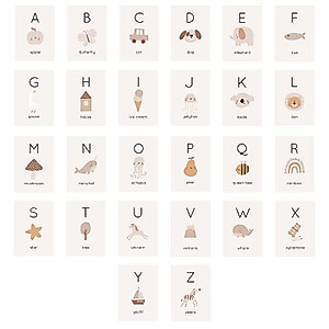 Alphabet Wall Decals Boho Style Letter Wall Stickers Peel and Stick Removable Wall Stickers for Kids Nursery Bedroom Living Room Décor
