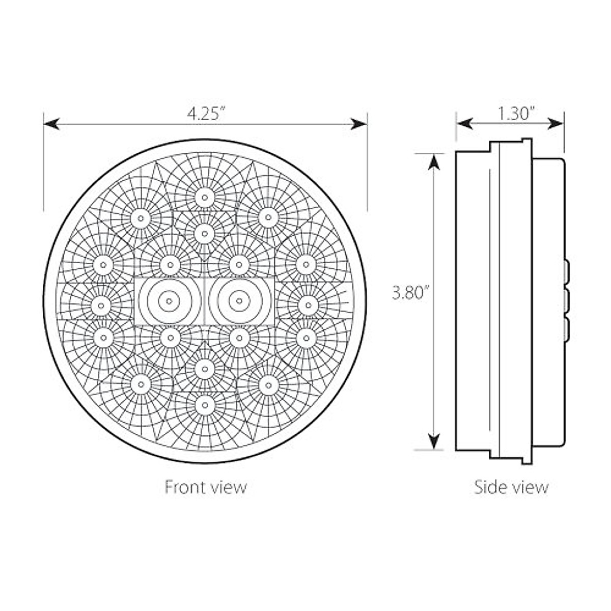Grand General 77094 Red 4" Round Spyder 20-LED Stop/Turn/Tail Sealed Light with Clear Lens