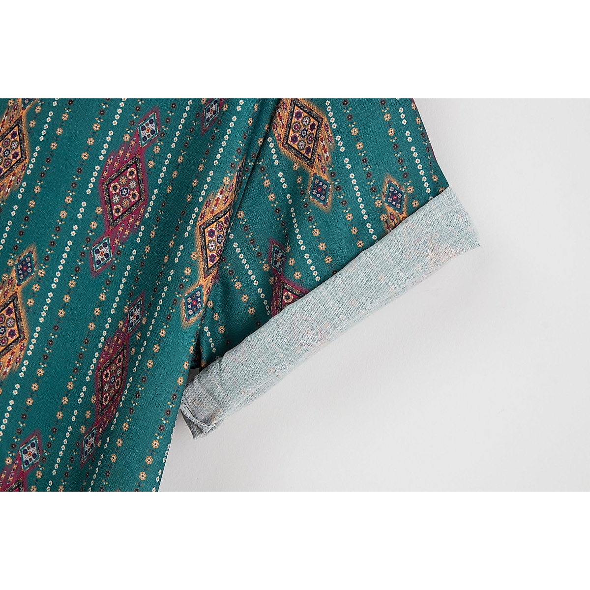 CONGJI Mens Casual Button Down Shirts Hawaiian Shirts Short Sleeve Button Down Beach Shirts (Green, L)